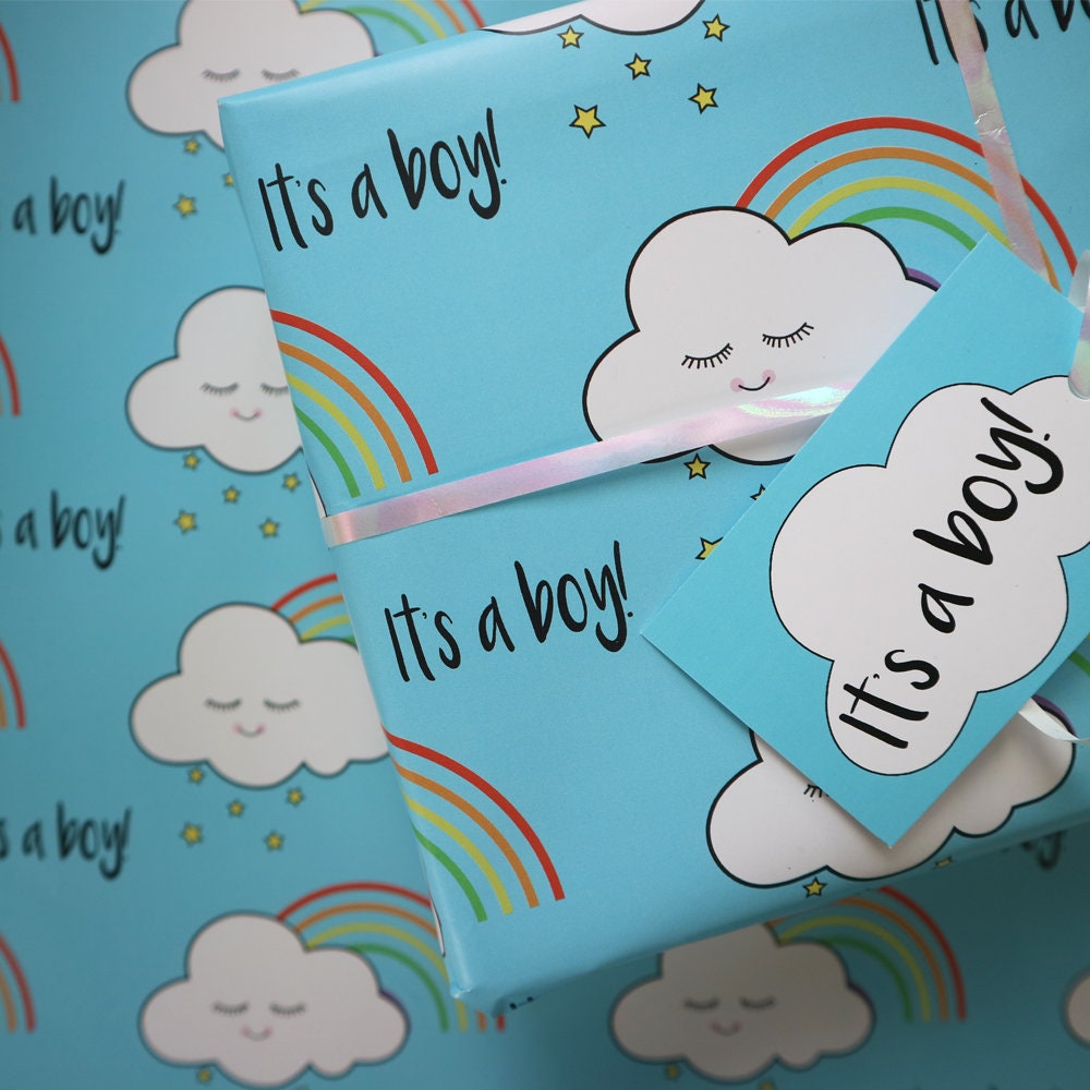 Baby Boy Gift Wrap Baby Shower Gift New Baby Christening Wrapping Paper ...