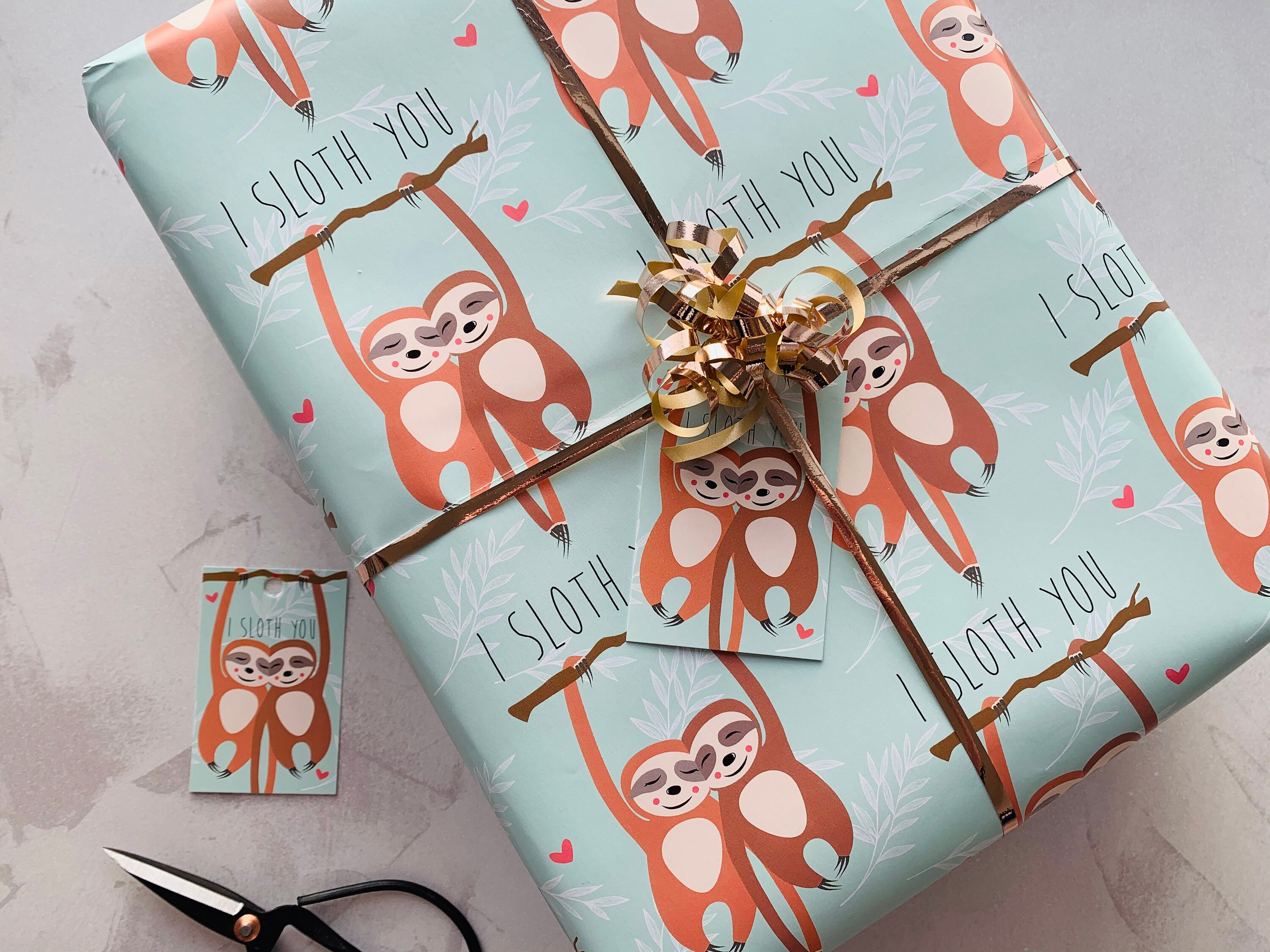 I SLOTH YOU Gift Wrap Cute Sloth Wrapping Paper Animal - Etsy