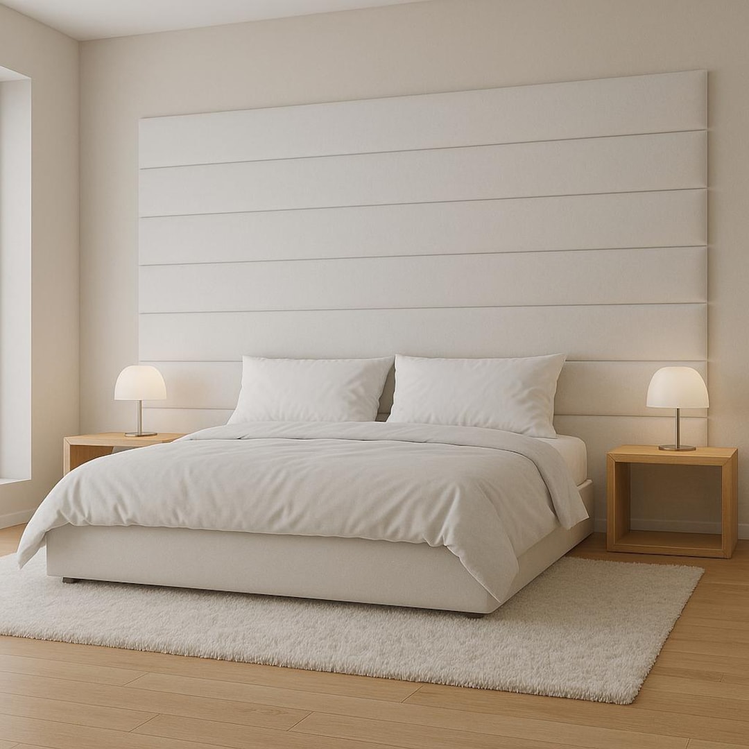 White Horizontal Wall Panels – Upholstered Headboard – Modern Soft ...
