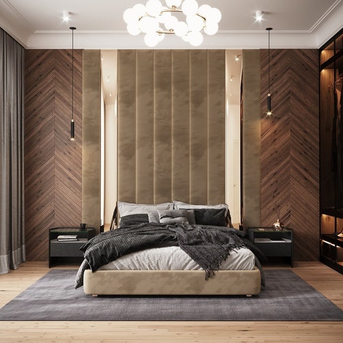 Upholstered Wall Mounted Panels wall Mounted Headboard - Etsy