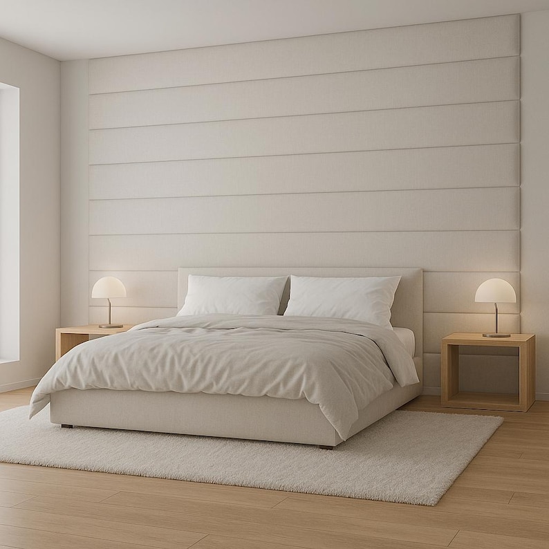 White Horizontal Wall Panels – Upholstered Headboard – Modern Soft ...