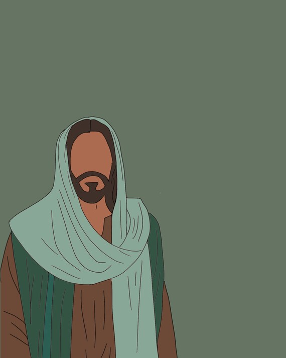 Jesus Christ Portrait Faceless Christ Portrait Minimalist Etsy