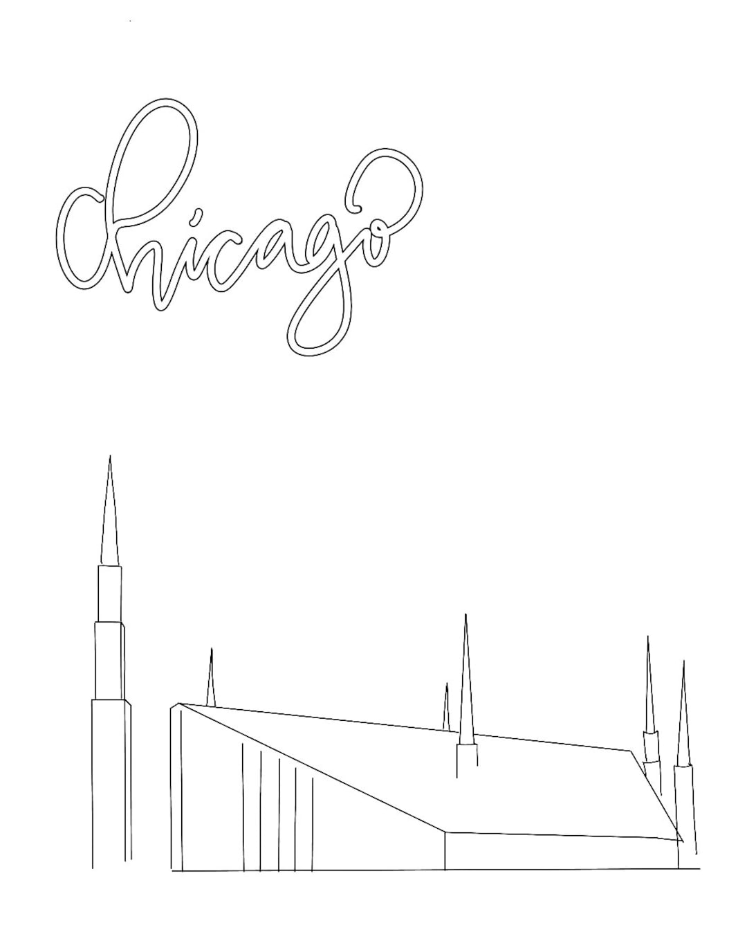 CHICAGO TEMPLE Coloring Sheet, Quiet Activities, Digital Download - Etsy