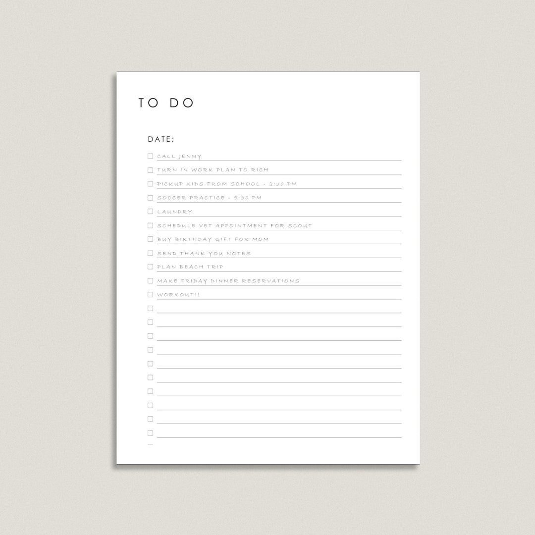 Modern to Do List Printable | Check List Printable | Fillable PDF - Etsy