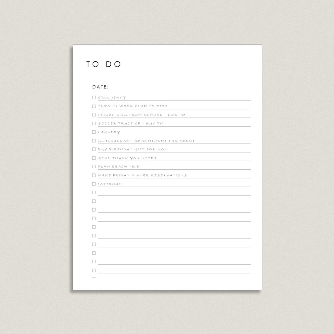 Modern to Do List Printable | Check List Printable | Fillable PDF - Etsy