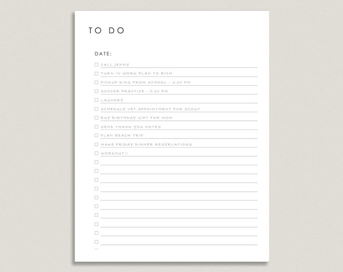 Modern to Do List Printable Check List Printable Fillable - Etsy