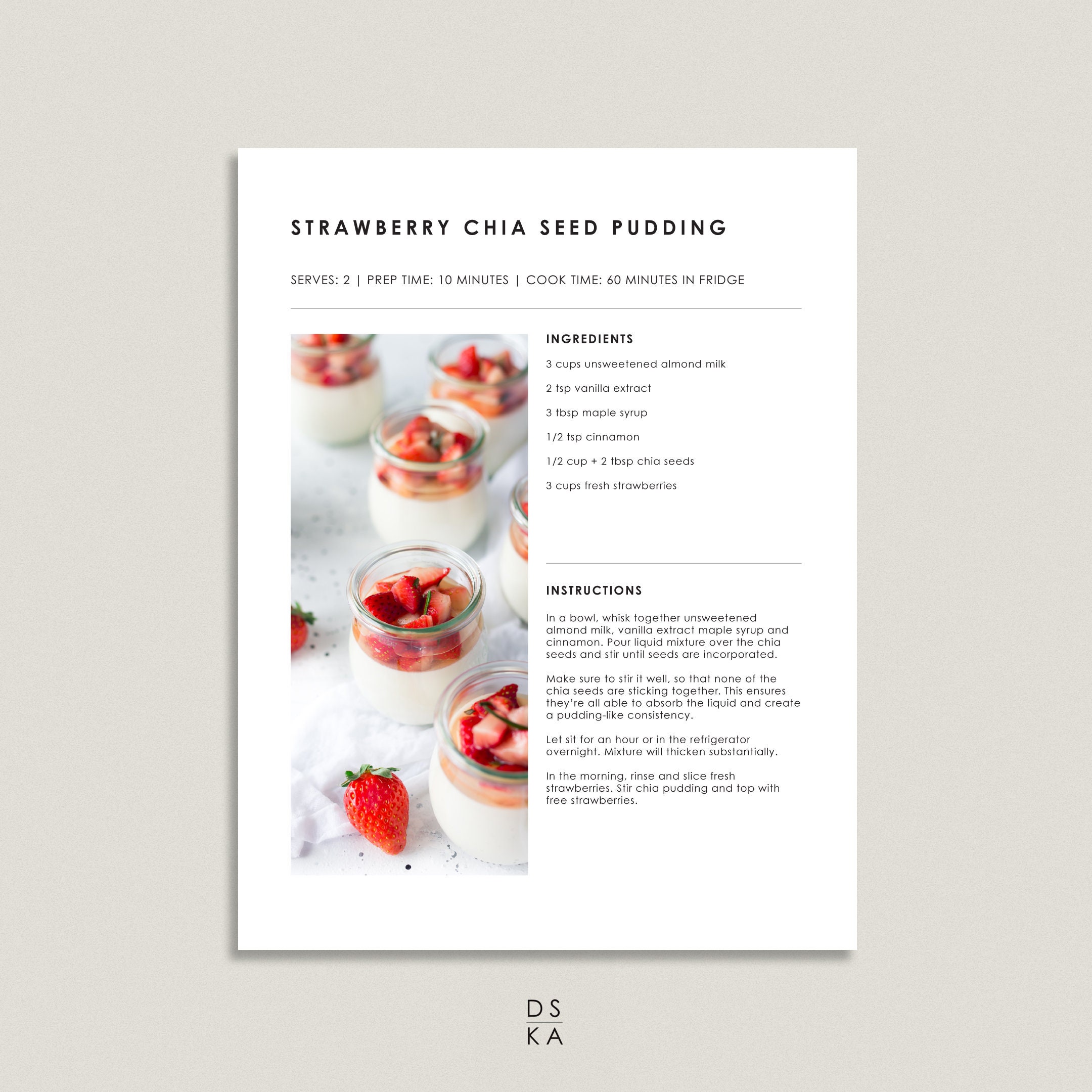 Minimal Editable Recipe Book Template | 8.5x11 Recipe Card Template ...