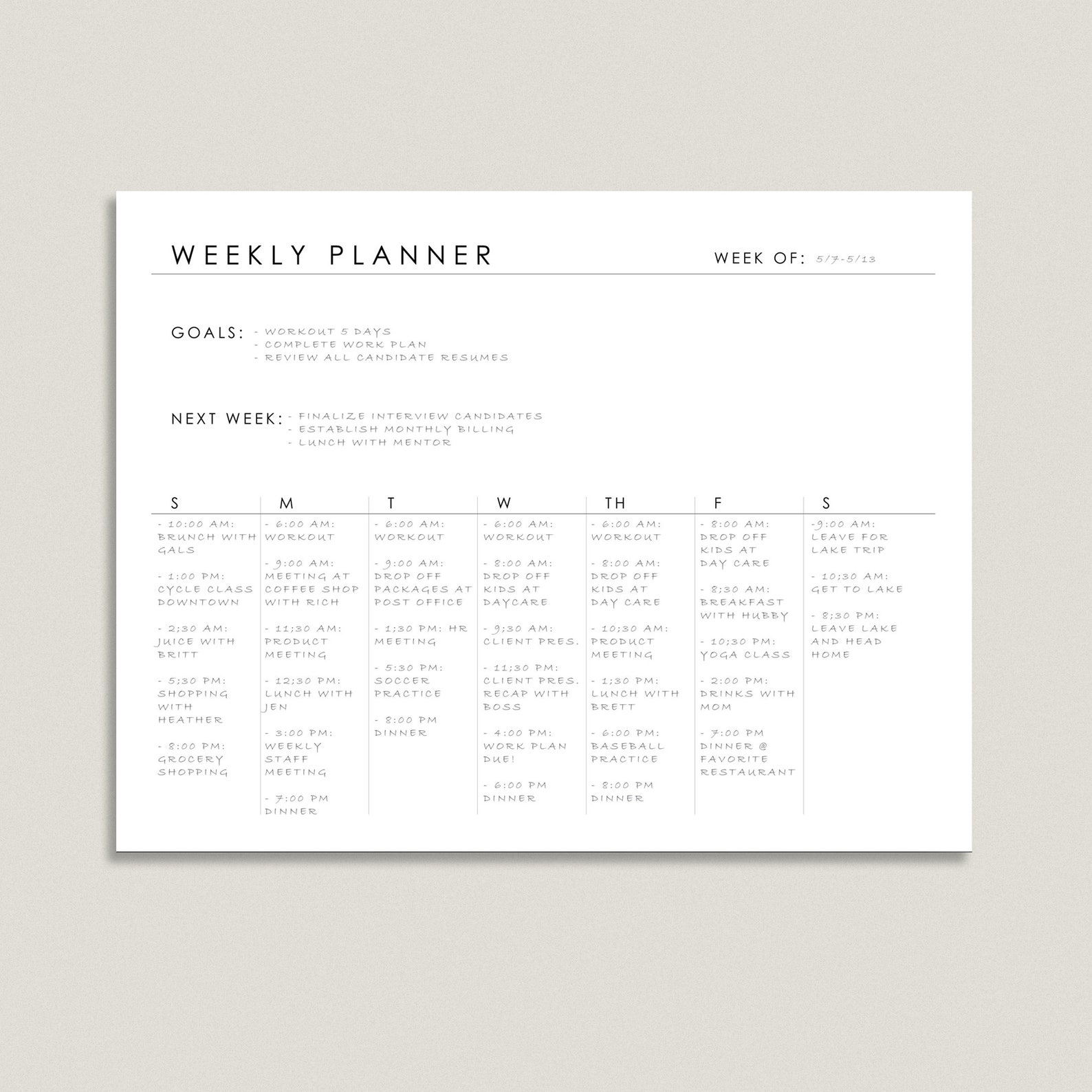 Weekly Planner | Printable Fillable Planner | Schedule | 2022 Daily ...