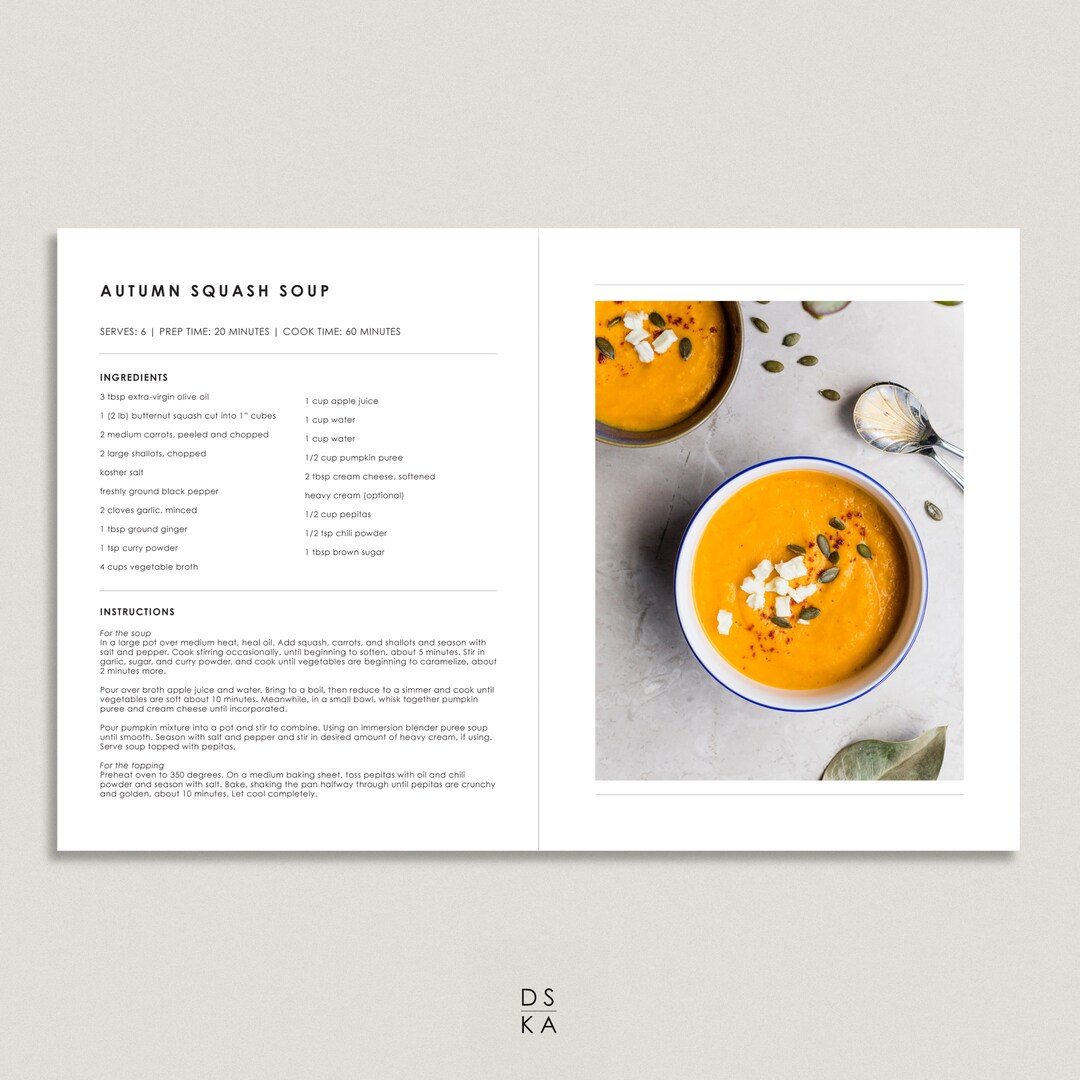Modern Minimal Editable Recipe Book Template 8.5x11 - MODERN COLLECTION ...