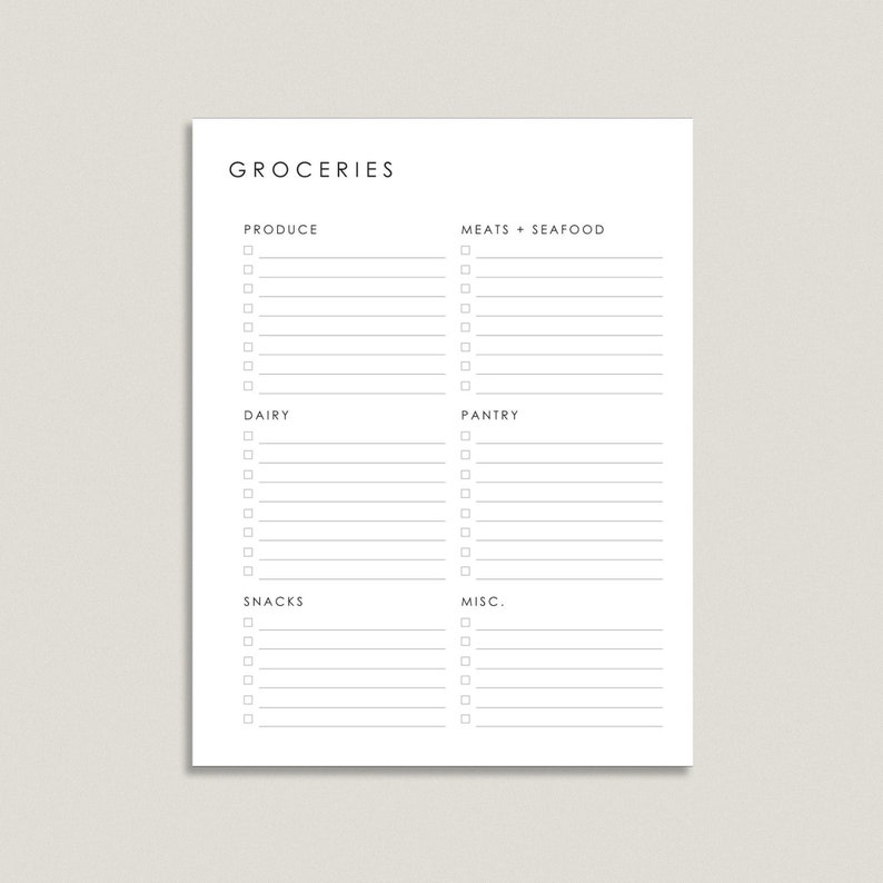 Grocery List Fillable Printable Meal Planner Shopping List - Etsy UK