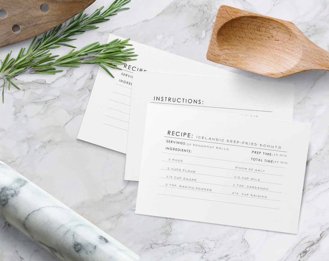 Moderne Rezept Karten Vorlage Printable | Ausfüllbare PDF 3x5 Vorlage ...