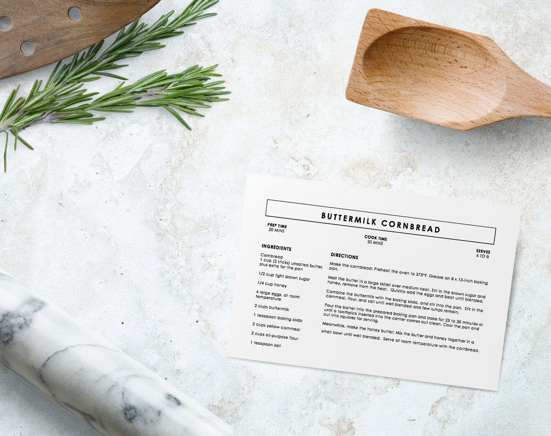 Modern Editable Recipe Card Template | Recipe Card Print | Recipe Box ...