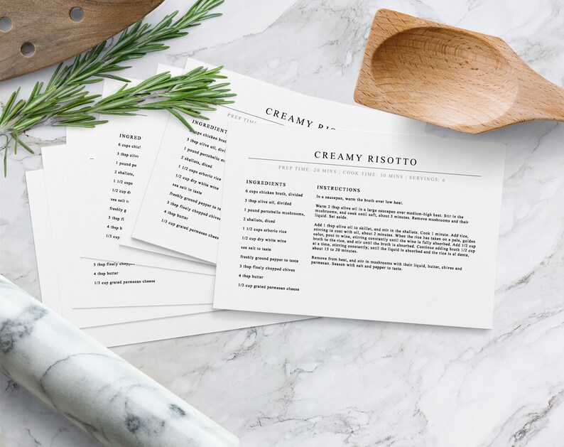 Modern Editable Recipe Card Template Recipe Card Print Recipe Box - Etsy
