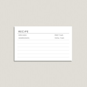 Modern Recipe Card Template Printable | Fillable PDF 3x5 Template - Etsy