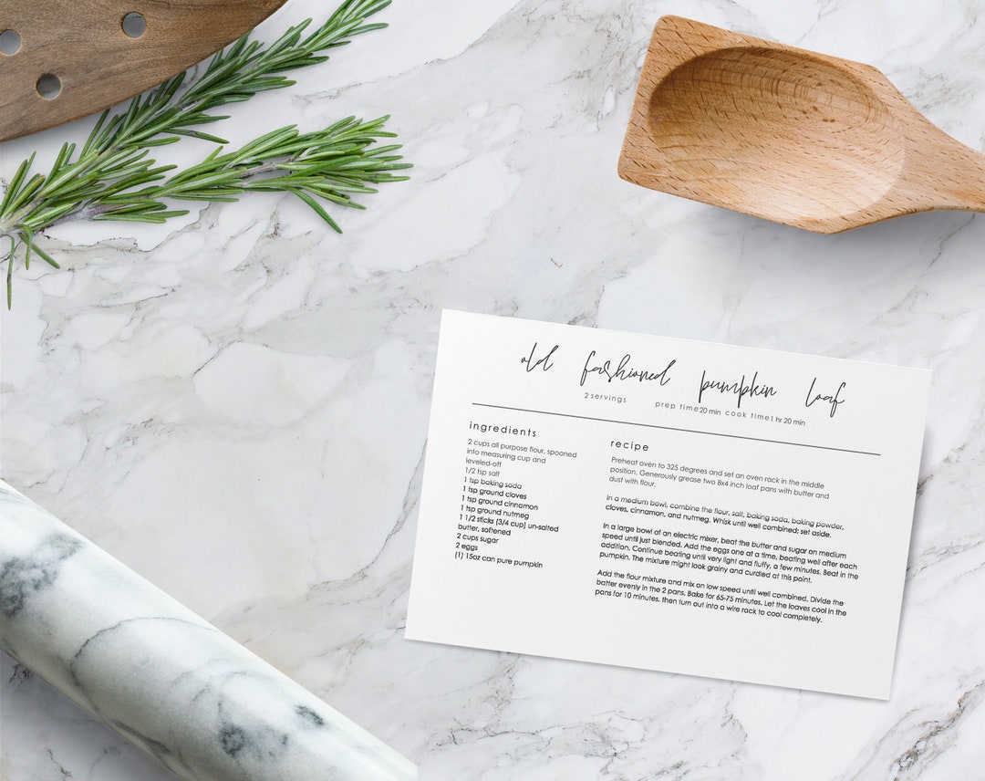 Modern Recipe Card Template | Editable Recipe Card Printable | Fillable ...