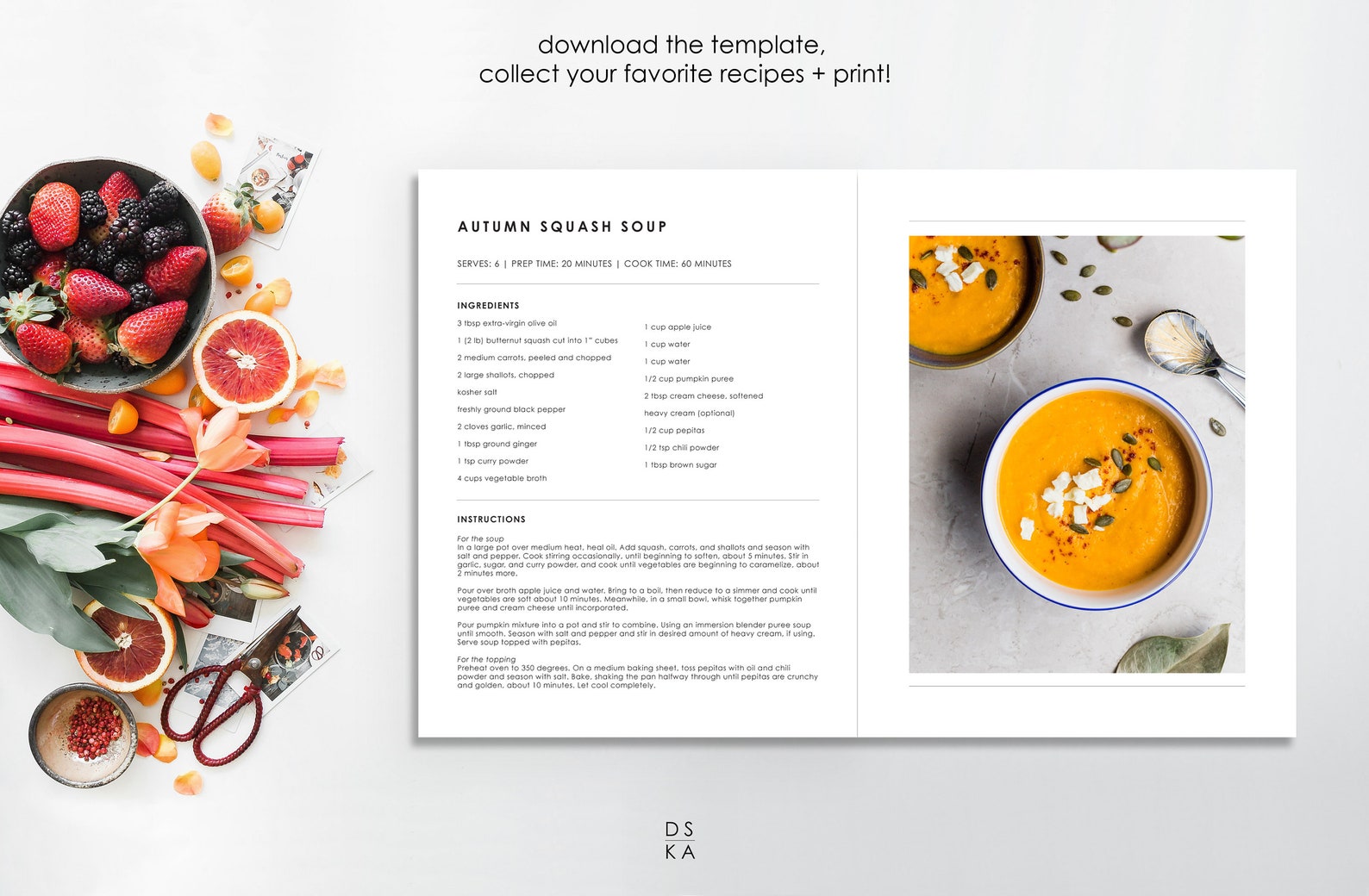 Minimal Editable Recipe Book Template | 8.5x11 Recipe Card Template ...