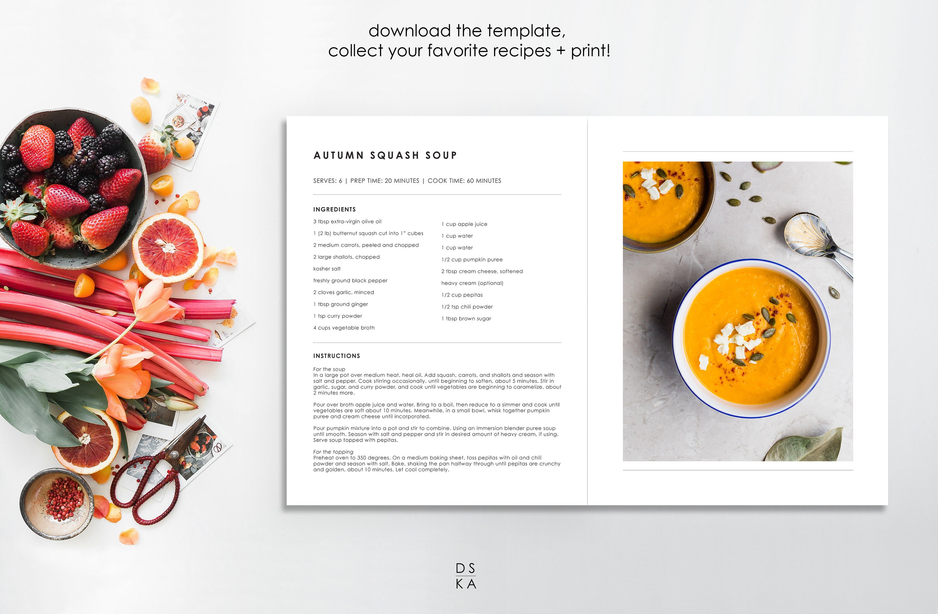 Minimal Editable Recipe Book Template | 8.5x11 Recipe Card Template ...