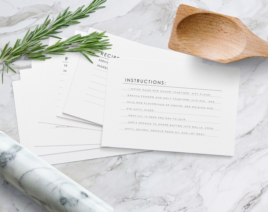 Modern Recipe Card Template Printable Fillable PDF 3x5 - Etsy