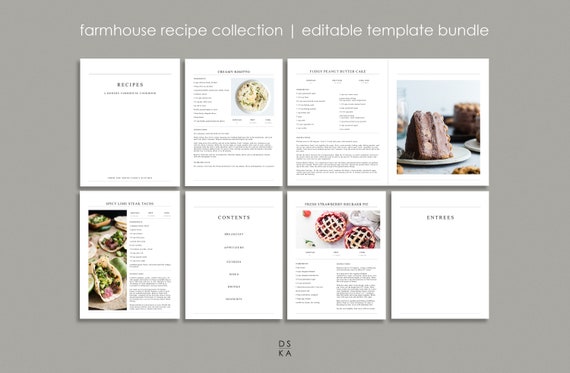 Editable Recipe Book Template BUNDLE 8.5x11 FARMHOUSE - Etsy