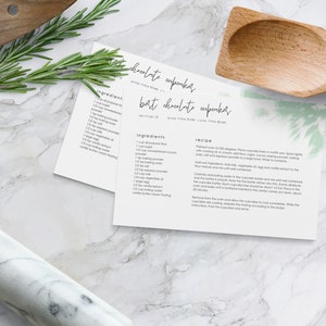 Floral Recipe Card Template | Modern Editable Recipe Card Printable ...