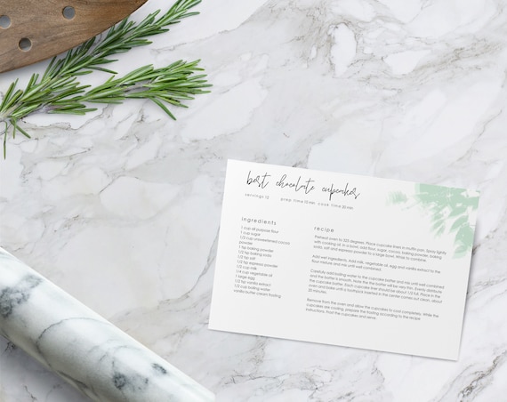 Floral Recipe Card Template Modern Editable Recipe Card - Etsy