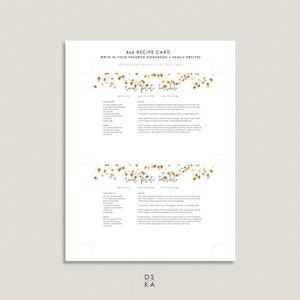Fall Theme Editable Recipe Card Template | Recipe Card Printable ...