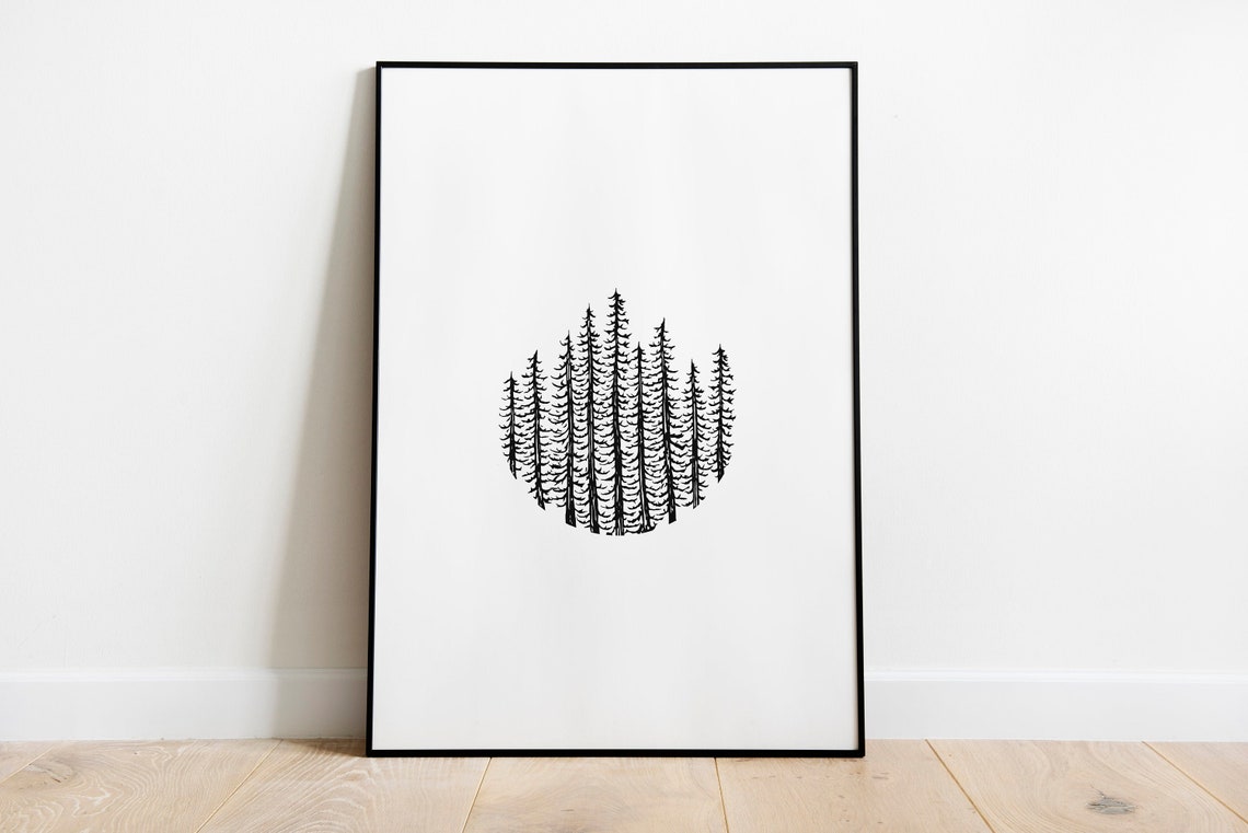 Modern Trees Wall Art Print Nature Art Print - Etsy