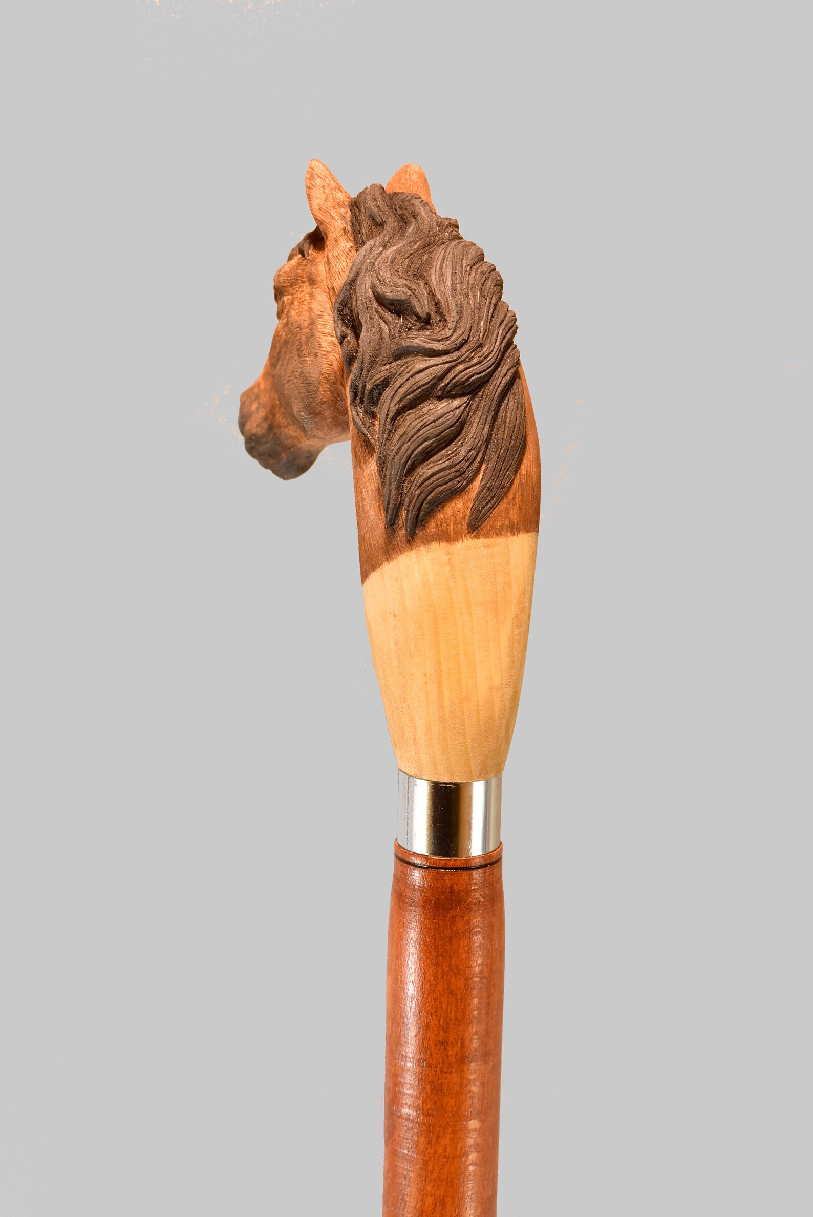 Custom Wood Walking Stick, Realistic Horse Head Wood, Hand Carved Stick ...