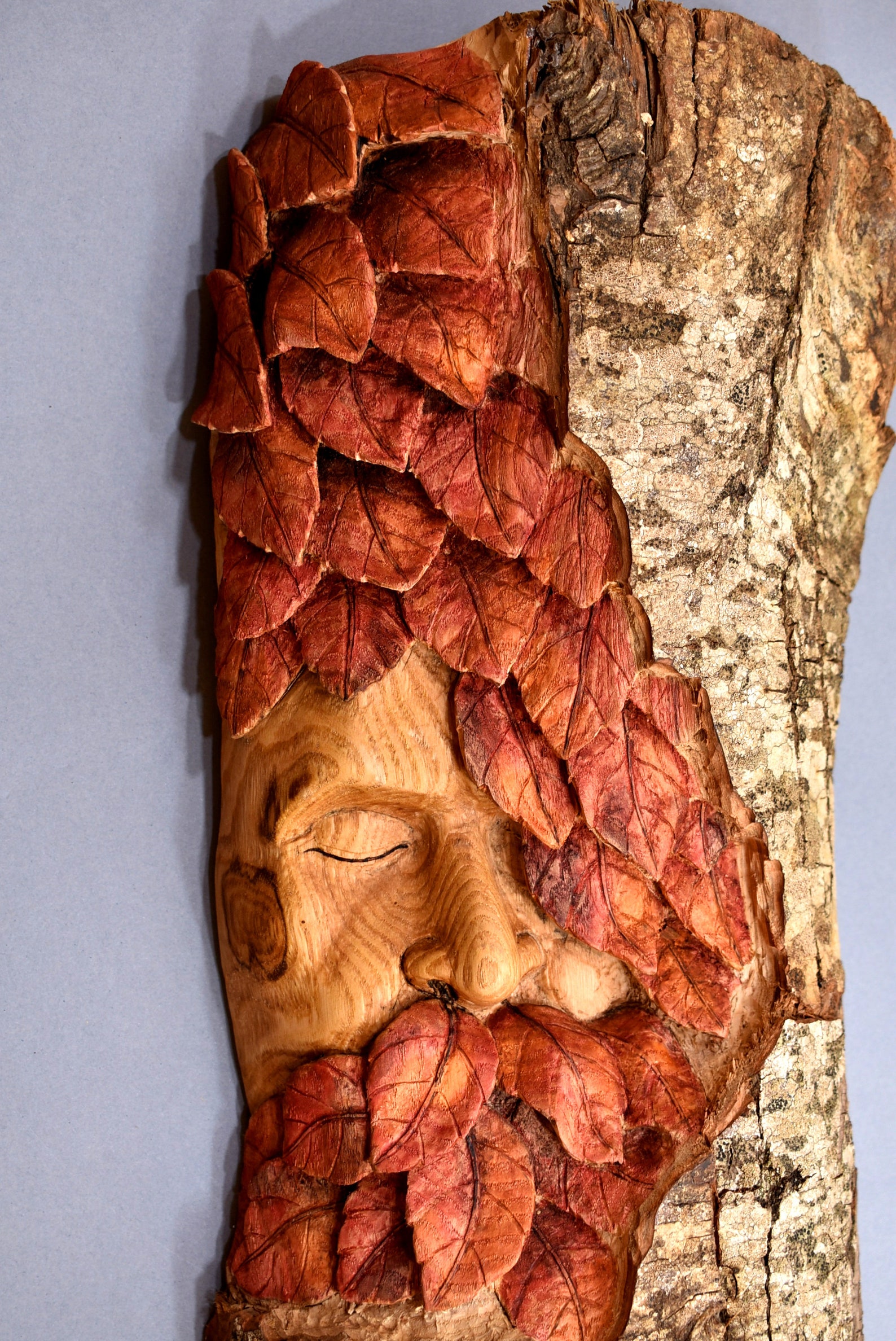Wood Spirit Carving Green Man Italian Chestnut Tree Face - Etsy