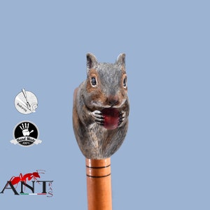 Custom Walking Cane Wood Chipmunk Squirrel Realistic Carving - Etsy