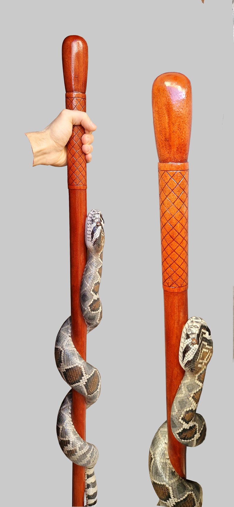 Snake Wooden Walking Stick Full Body, Hand Carved Twisted Stick Art ...