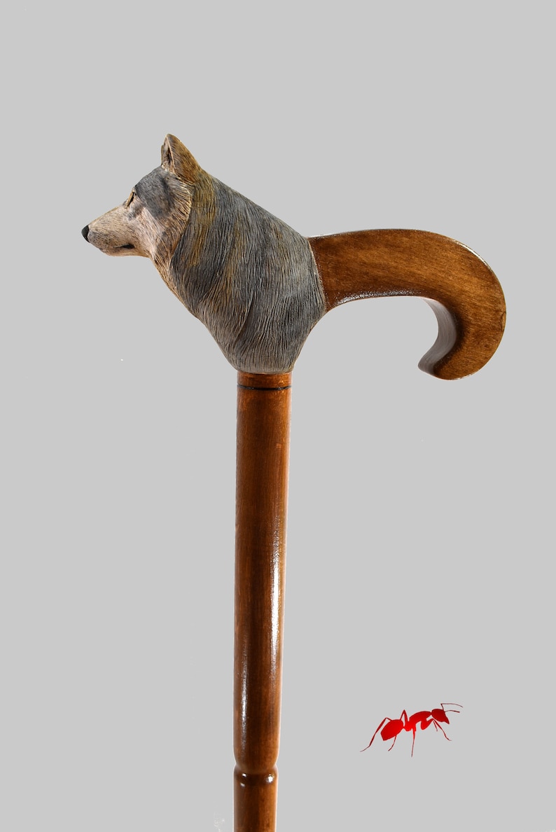 Custom Wood Walking Cane Realistic Grey Wolf Wood Wildlife - Etsy