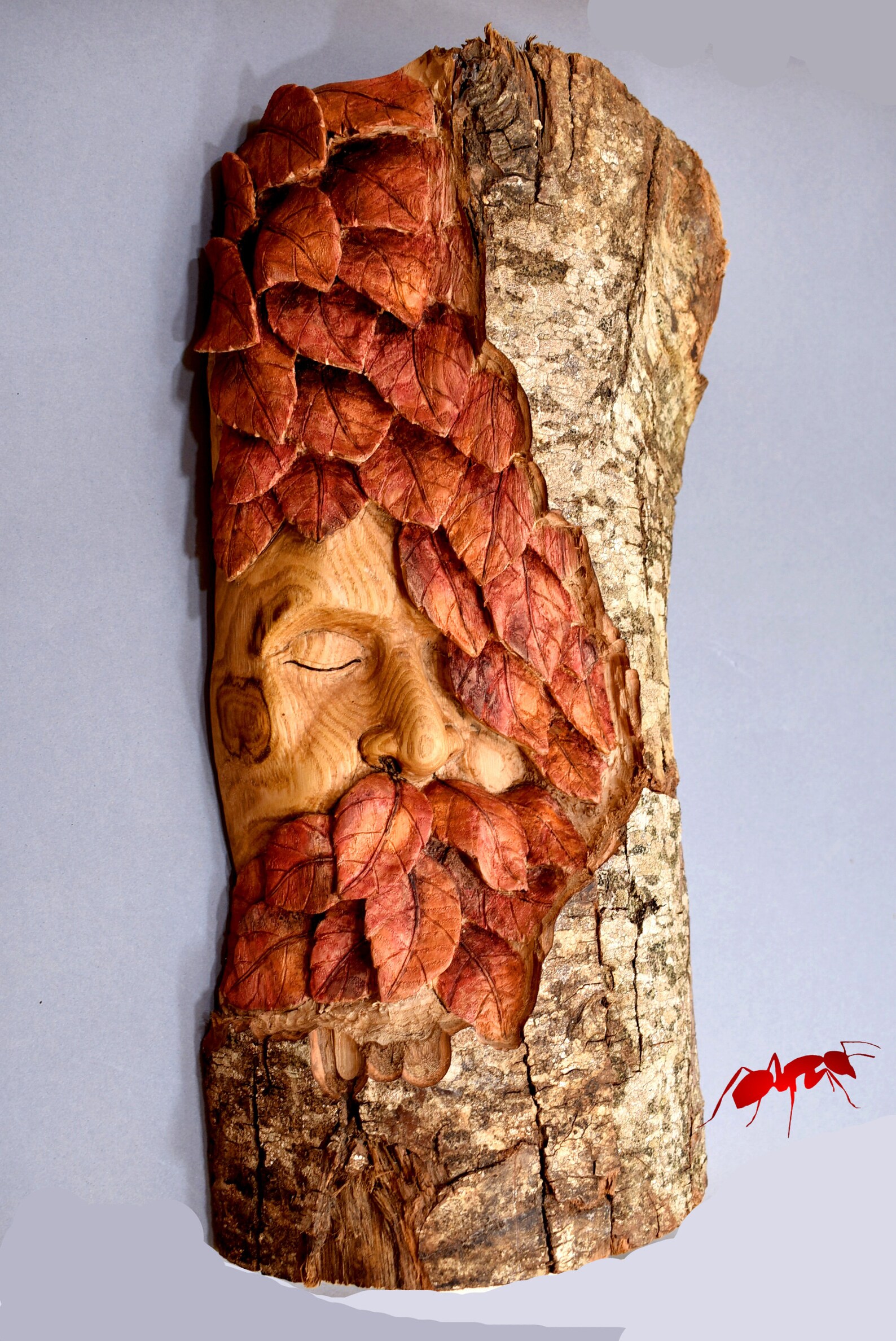 Wood Spirit Carving Green Man Italian Chestnut Tree Face - Etsy