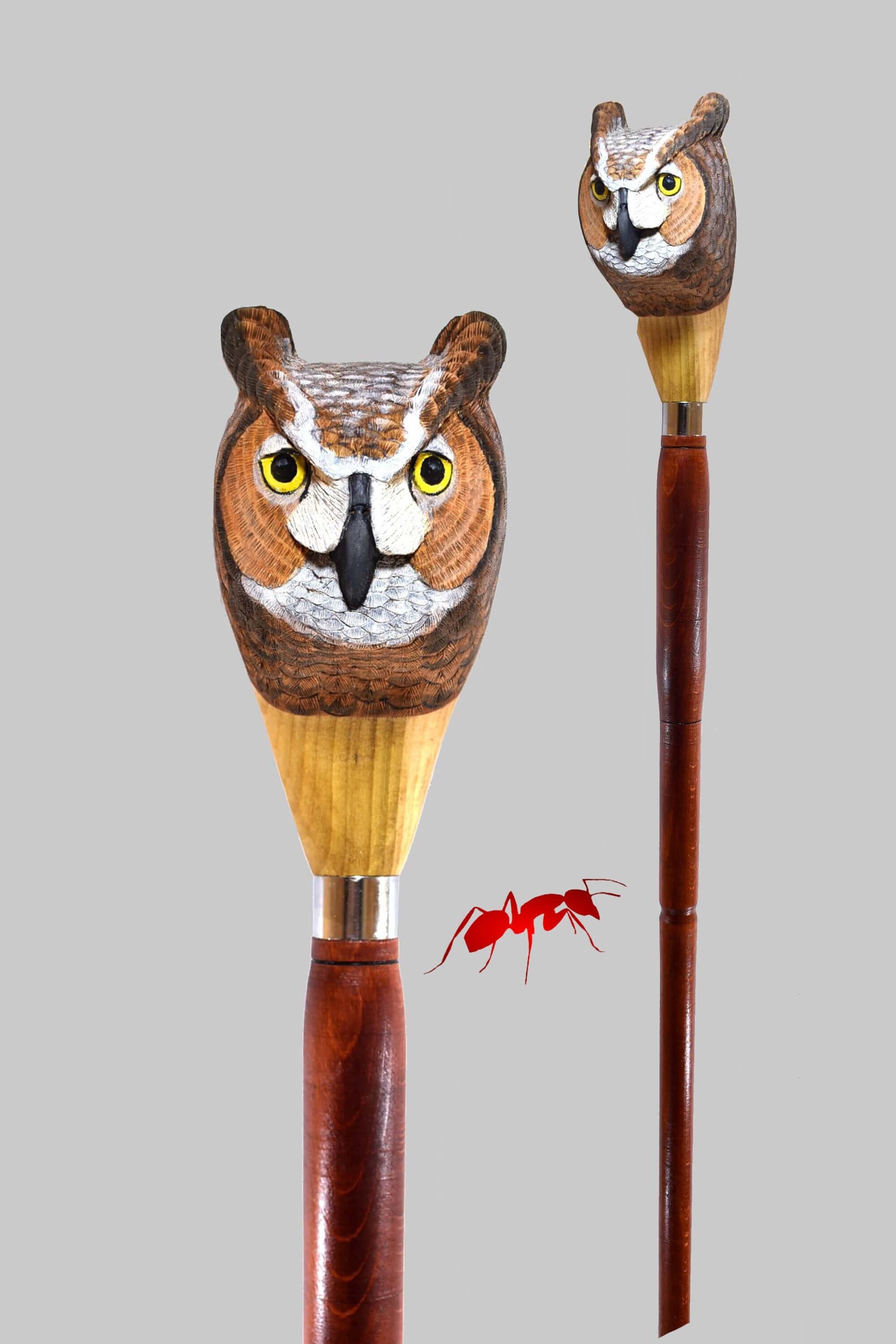 Wood Walking Stick Great Horned Owl for Hiking Lovers Handmade - Etsy