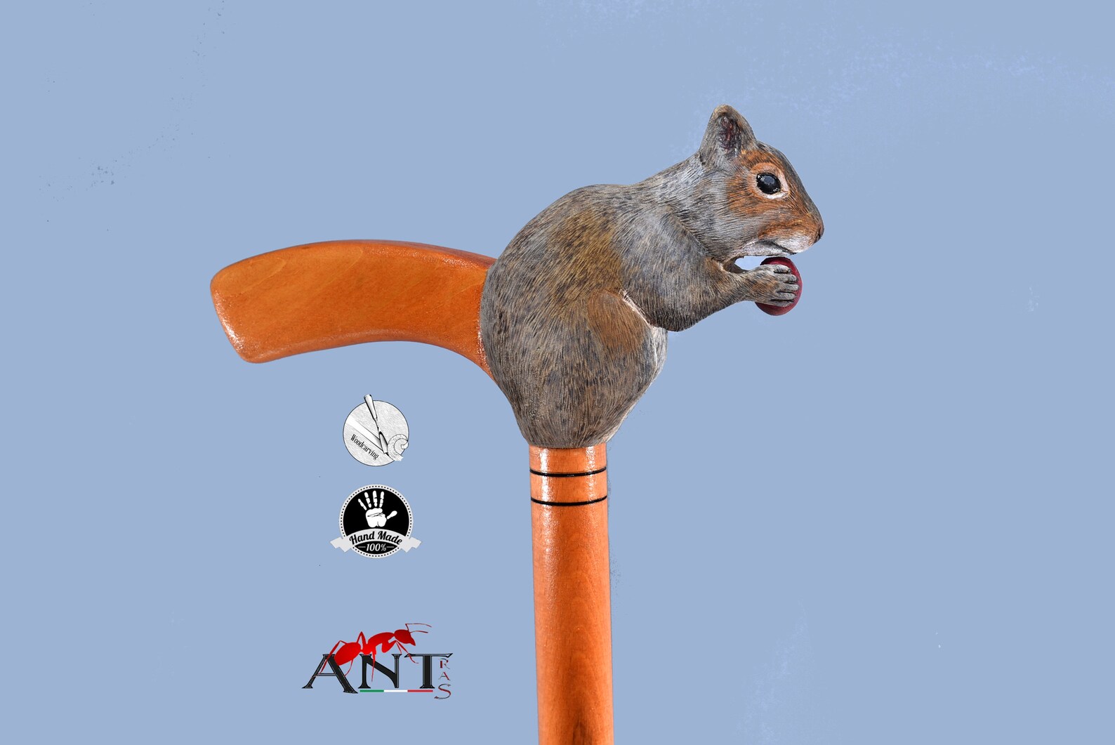 Custom Walking Cane Wood Chipmunk Squirrel Realistic Carving - Etsy