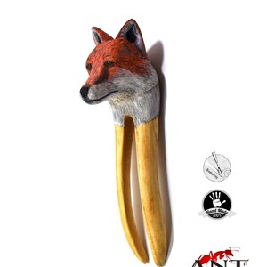 Wooden Acrylic Hair Fork Realistic Red Fox,hand Carved Hair Stick,hair ...