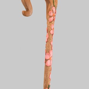 Custom Wood Walking Cane,shepherd Crook Handle With Cherry Flowers ...