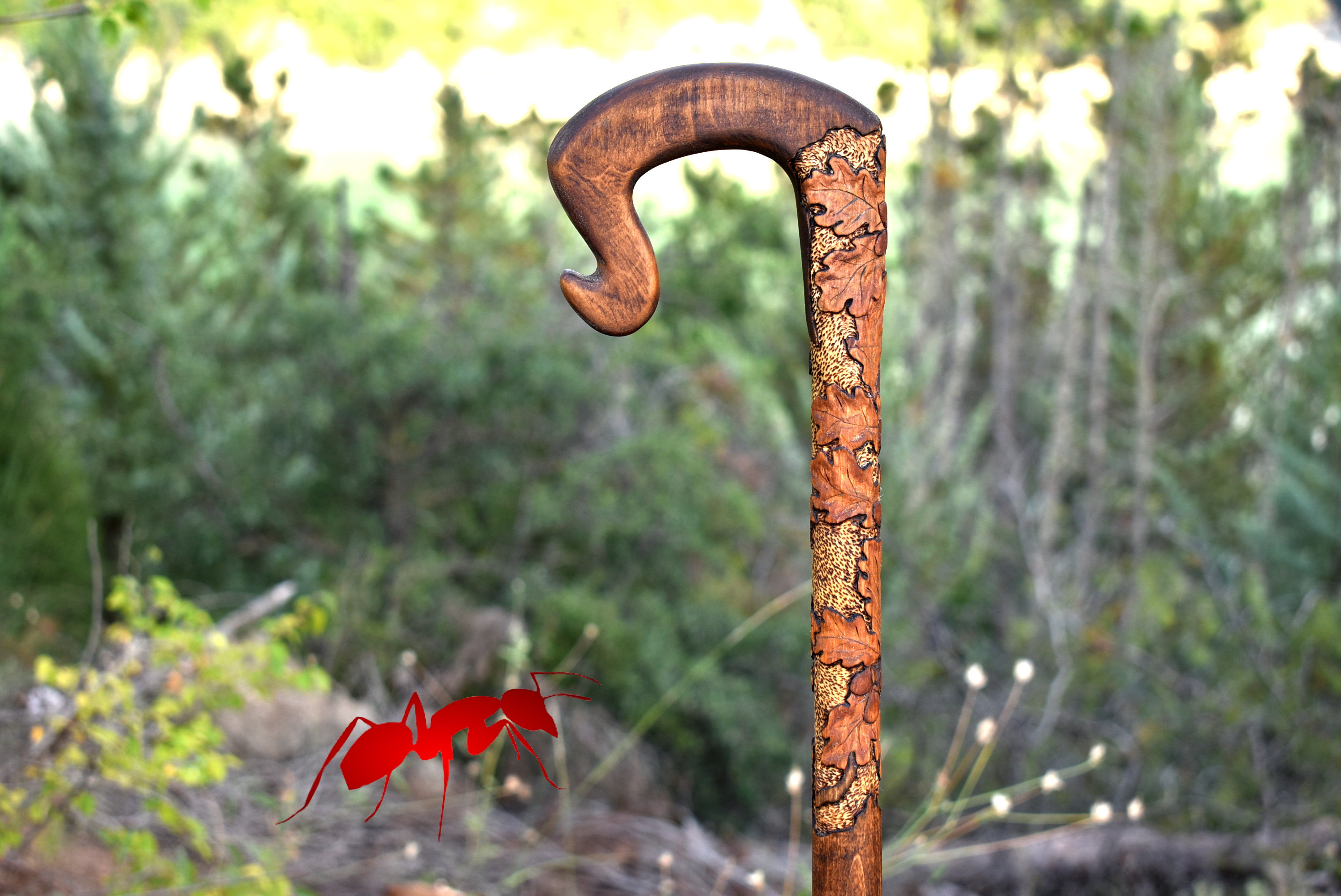 Custom Wood Walking Cane Shepherd Crook Handle With Oak - Etsy