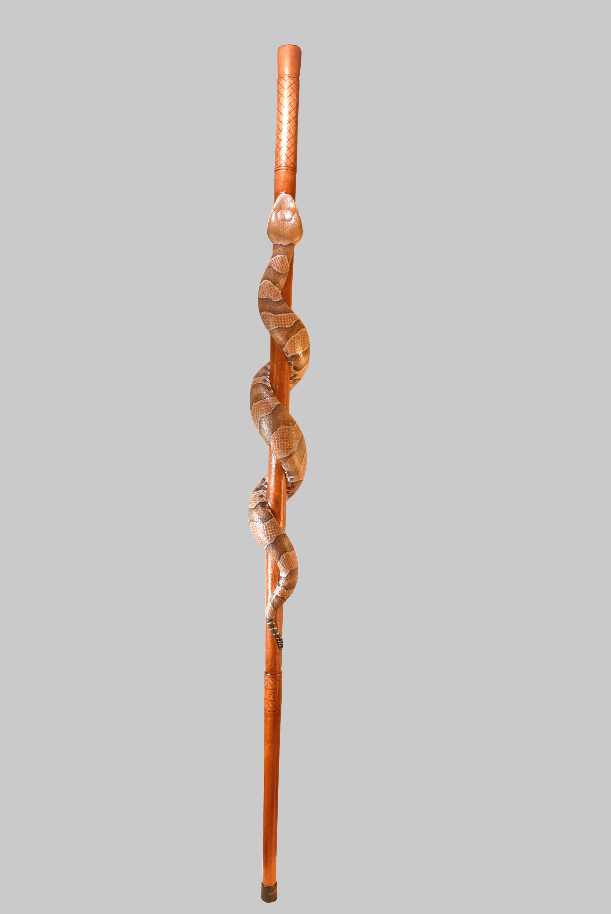 Black Tail COPPERHEAD Snake Sculpture Wooden Hiking Staff, Hand Carved ...