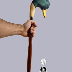 Custom Wood Walking Stick,realistic Mallard Duck Wood Bird,hand Carved ...
