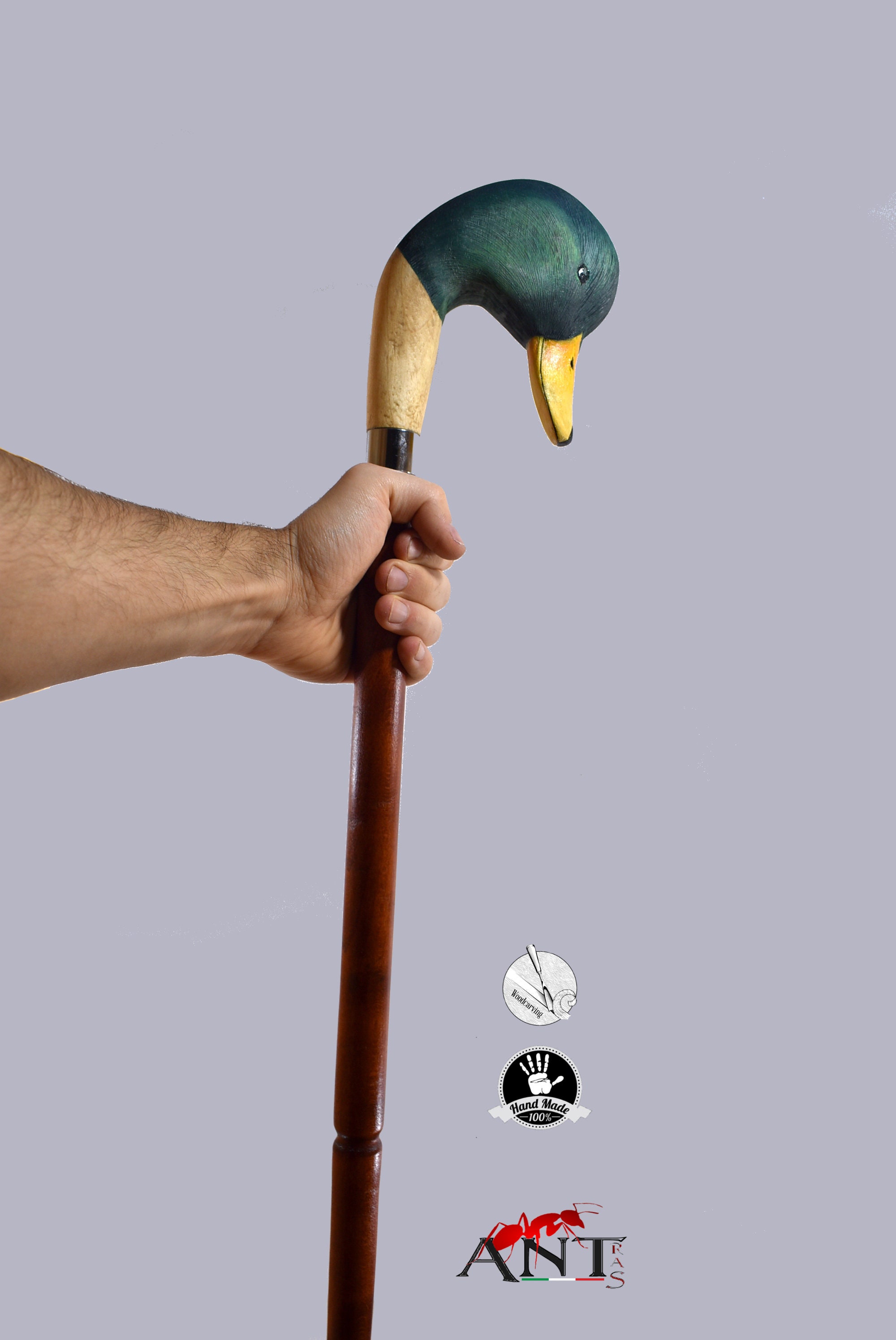 Custom Wood Walking Stick,realistic Mallard Duck Wood Bird,hand Carved ...