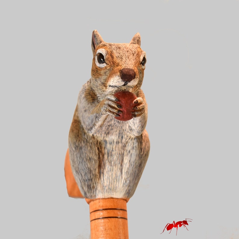 Custom Walking Cane Wood Chipmunk Squirrel Realistic Carving - Etsy