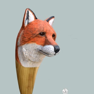 Custom Wood Walking Stick, Realistic Red Fox Head Wood, Wildlife Hand ...