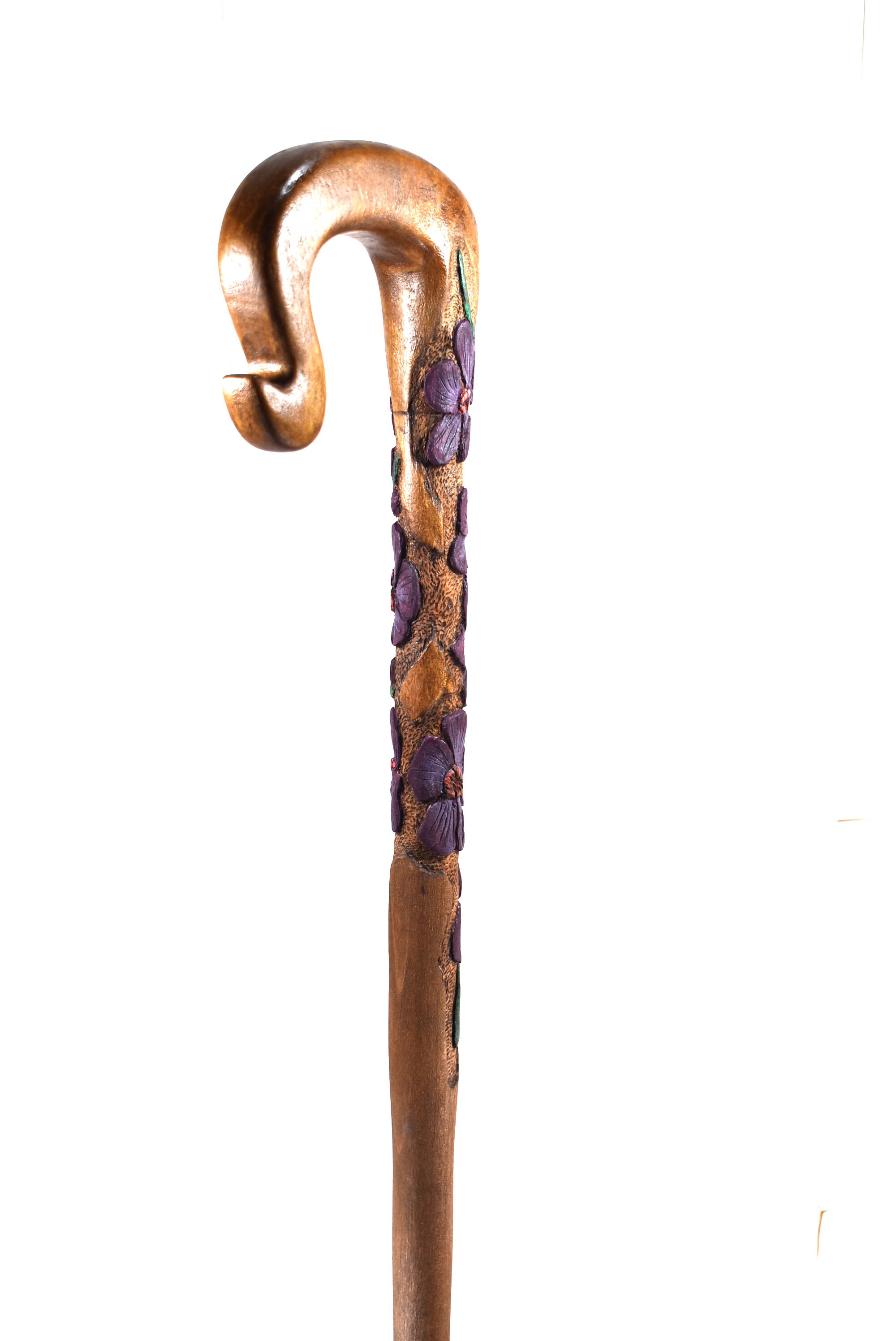 Wooden Walking Cane Shepherd Crook Handle With Fantasy Purple - Etsy