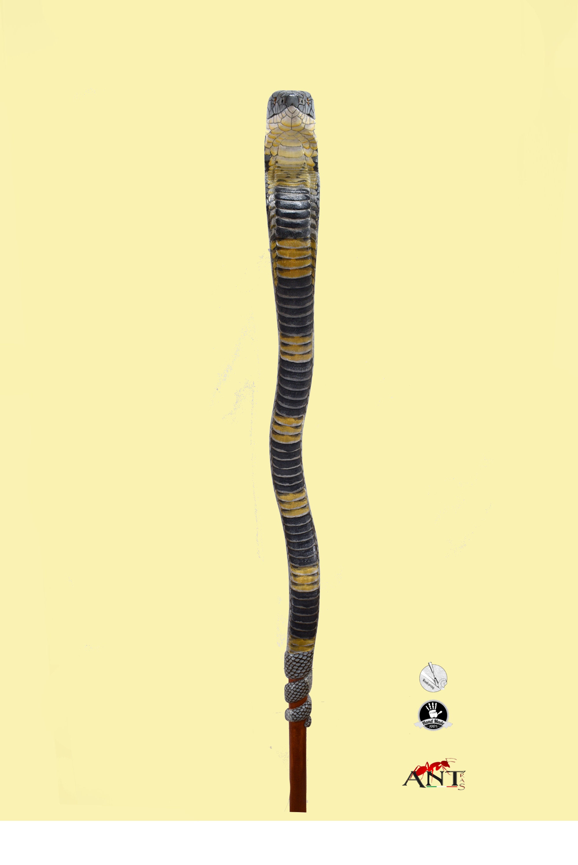 King Cobra Snake Wooden Walking Cane Full Body, Hand Carved Cobra Cane ...