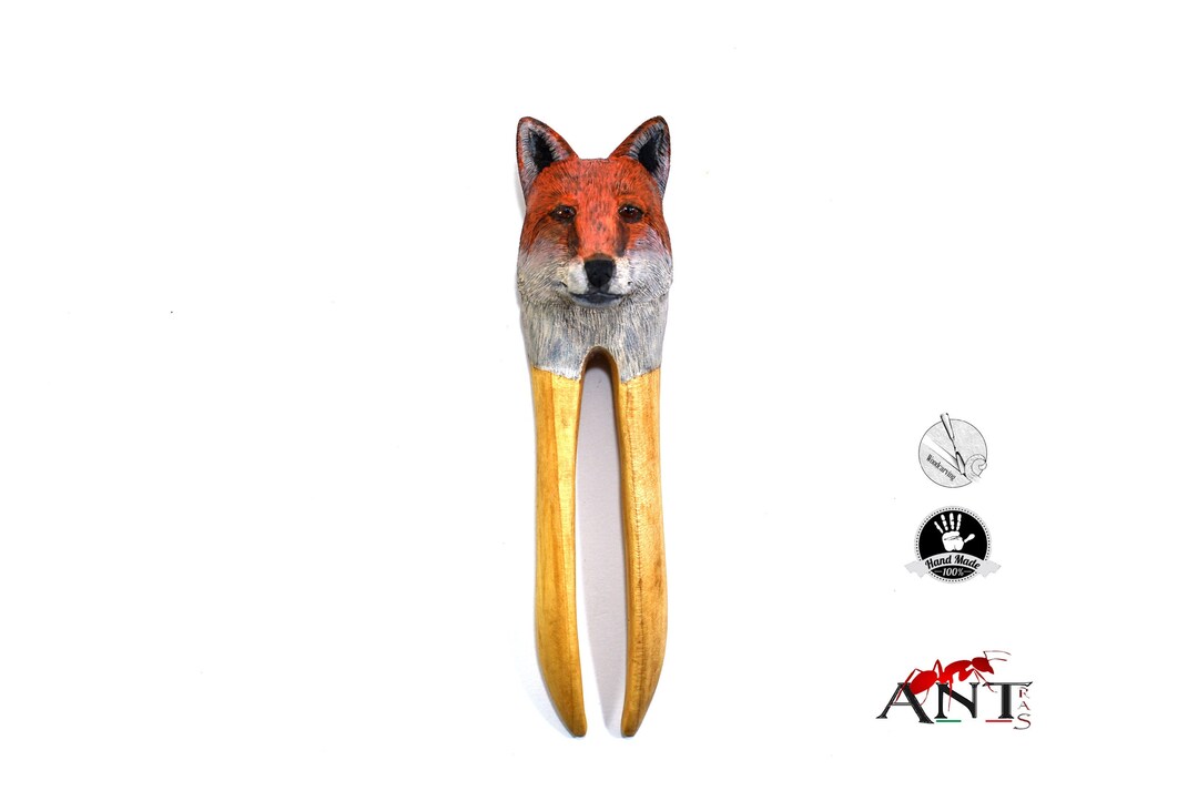 Wooden Acrylic Hair Fork Realistic Red Fox,hand Carved Hair Stick,hair ...