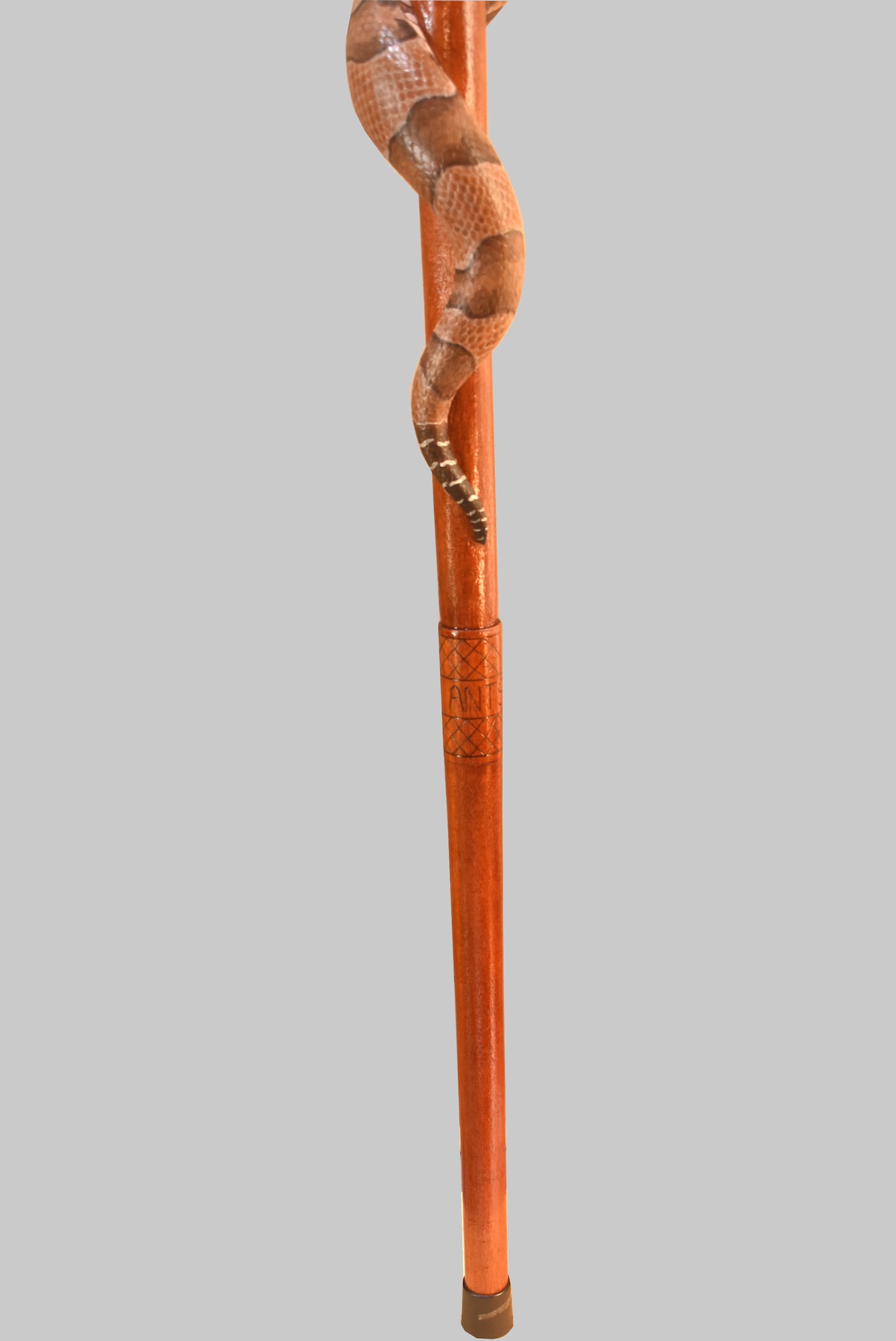 Black Tail COPPERHEAD Snake Sculpture Wooden Hiking Staff, Hand Carved ...