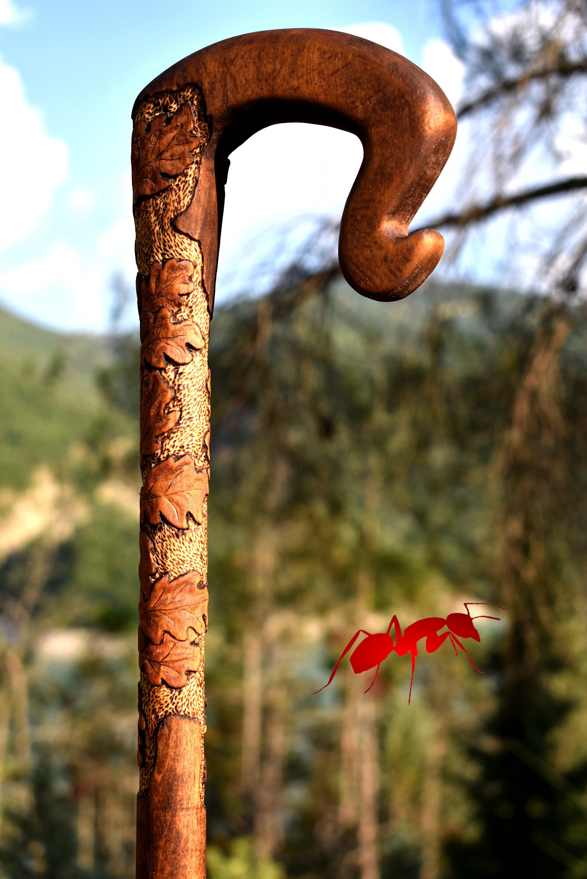 Custom Wood Walking Cane Shepherd Crook Handle With Oak - Etsy