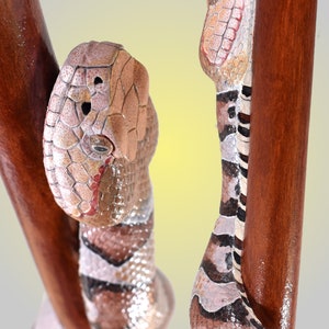 COPPERHEAD Snake Sculpture Wooden Walking Stick Hiking Staff, Hand ...