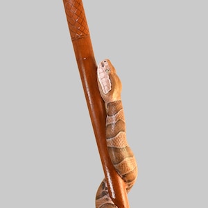 Black Tail COPPERHEAD Snake Sculpture Wooden Hiking Staff, Hand Carved ...